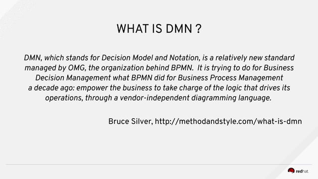 Decision Model and Notation (DMN) and Drools DMN support | PPT