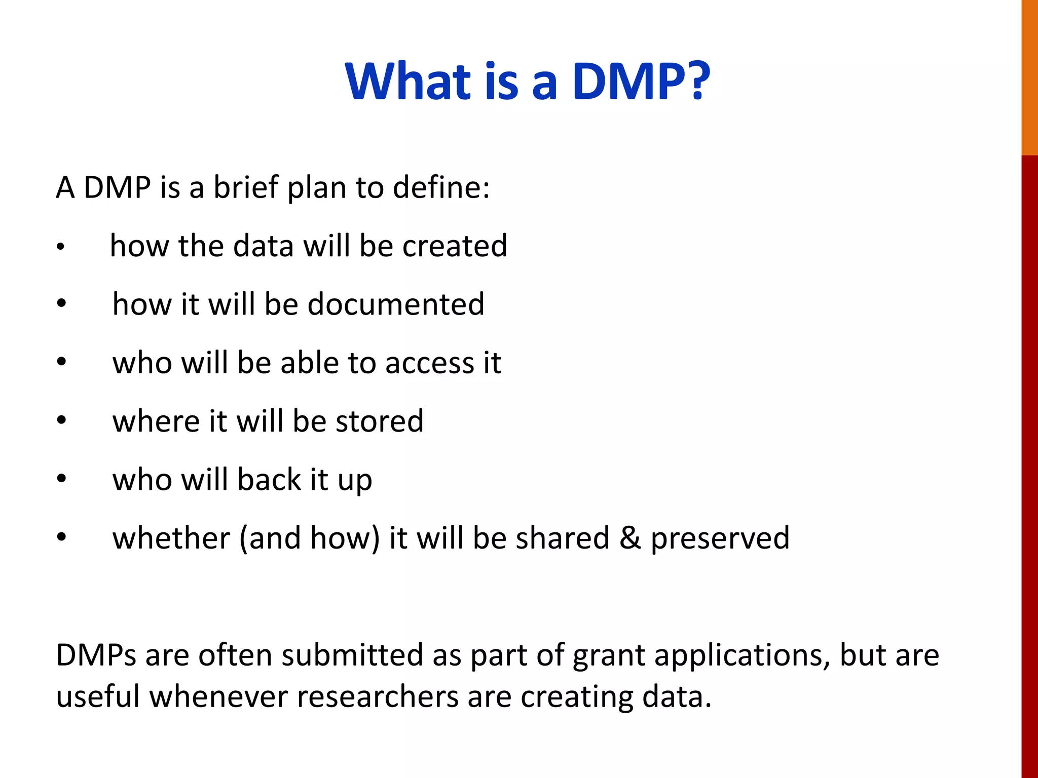 Intro to Data Management Plans | PPTX