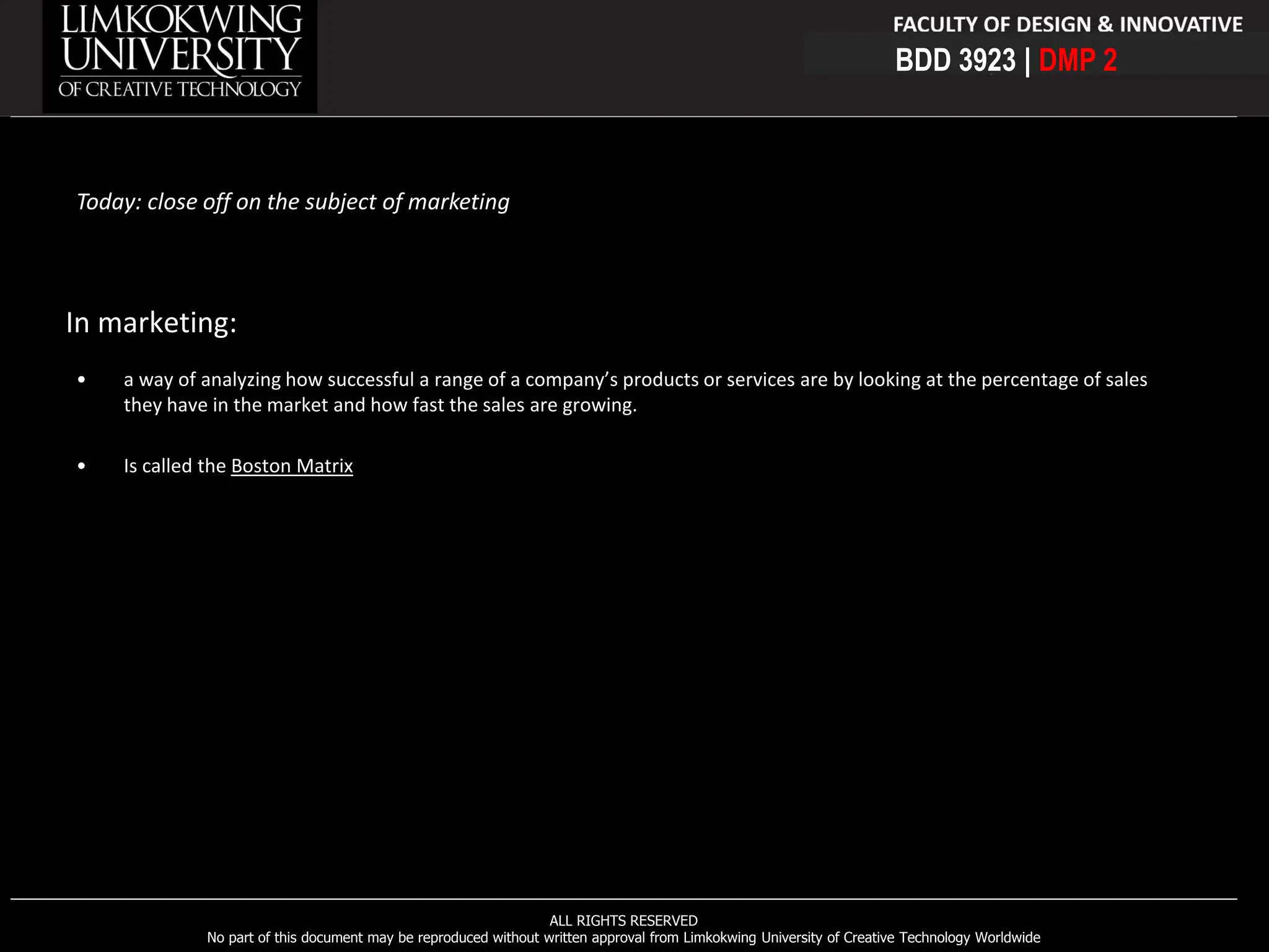 DMP 2 (Design & Innovation, Boston Matrix, Swot).pdf