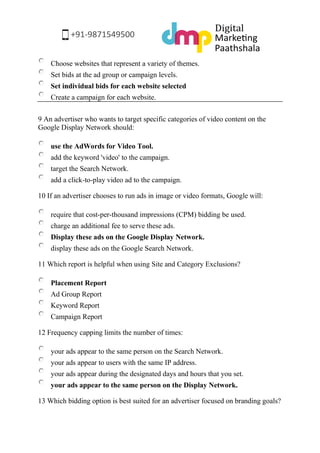 Questions and Answers to Google Adwords Advanced Display Exam by ...