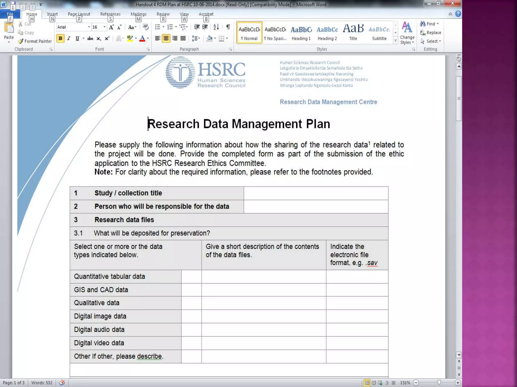 Developing an institutional research management plan: guidelines | PPTX