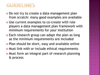 Developing an institutional research management plan: guidelines | PPTX ...