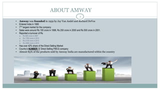 Amway - Pioneers in Direct Markeing | PPTX