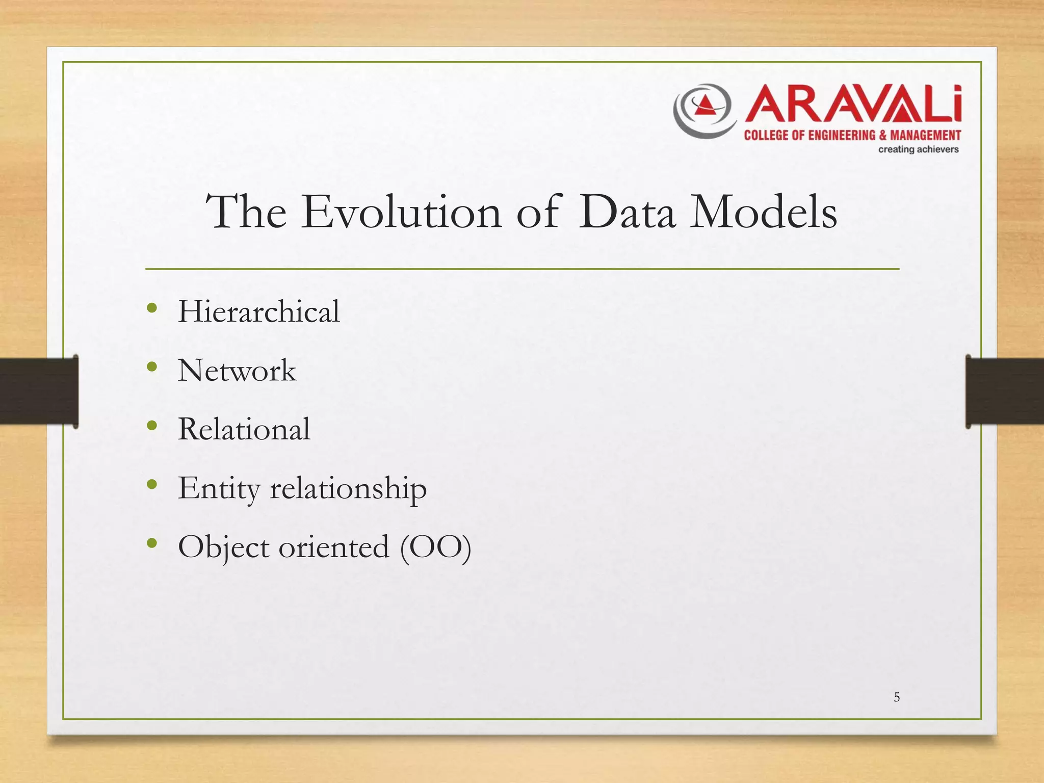Data Models - Department of Computer Science & Engineering | PPT