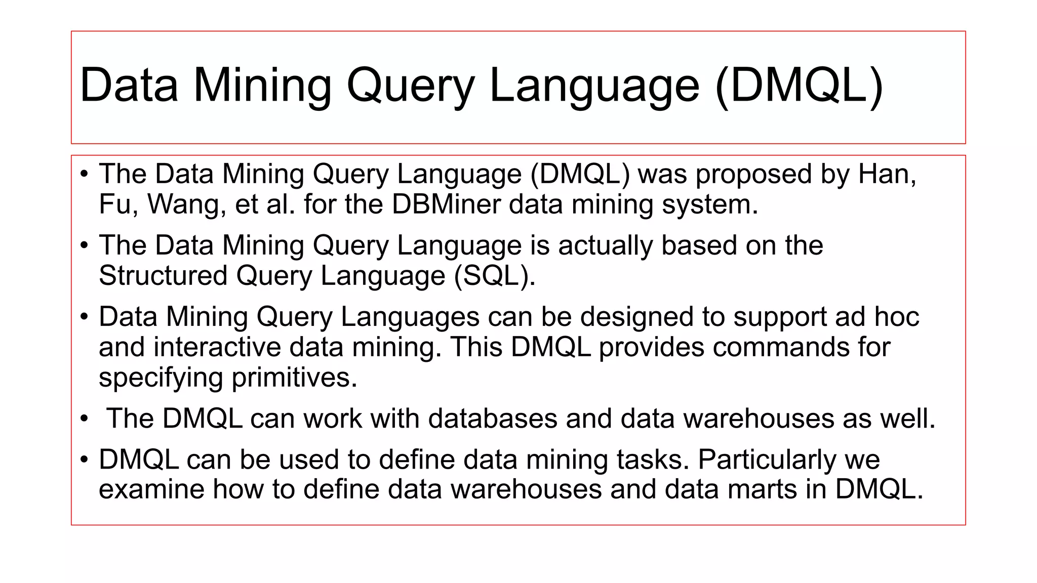Dmqldata Mining Query Languagepptx Databases Computer Software And Applications