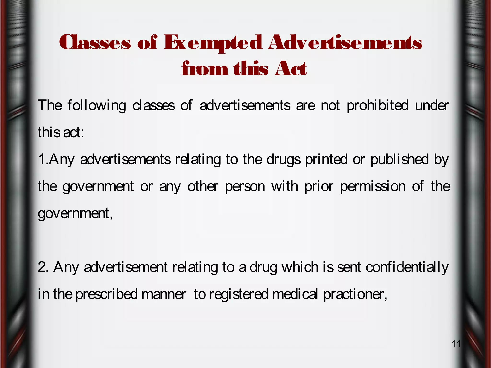 Drugs and Magic Remedies (Objectionable Advertisements), 1954 Act,1954 ...