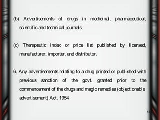 Drugs and Magic Remedies (Objectionable Advertisements), 1954 Act,1954 ...