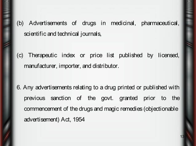 Drugs and Magic Remedies (Objectionable Advertisements), 1954 Act,1954 ...