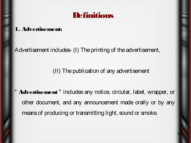 Drugs and Magic Remedies (Objectionable Advertisements), 1954 Act,1954 ...