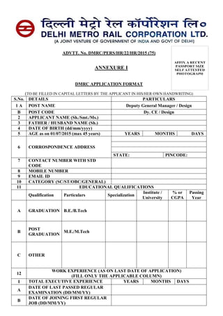 Dmrc recruitment-2015-Notification | PDF