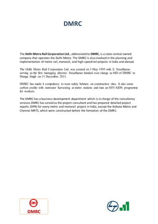 Dmrc and l&t tranning report | DOCX