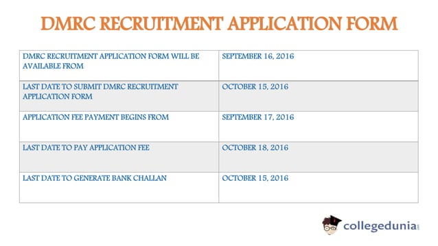 DMRC Exam Dates | PPT
