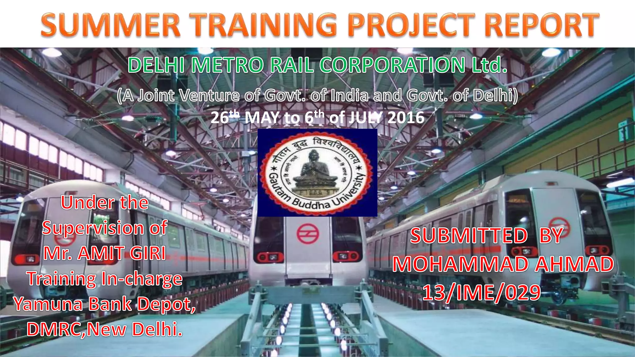 SUMMER TRAINING REPORT DMRC | PPTX