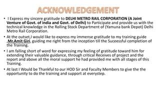 SUMMER TRAINING REPORT DMRC | PPTX