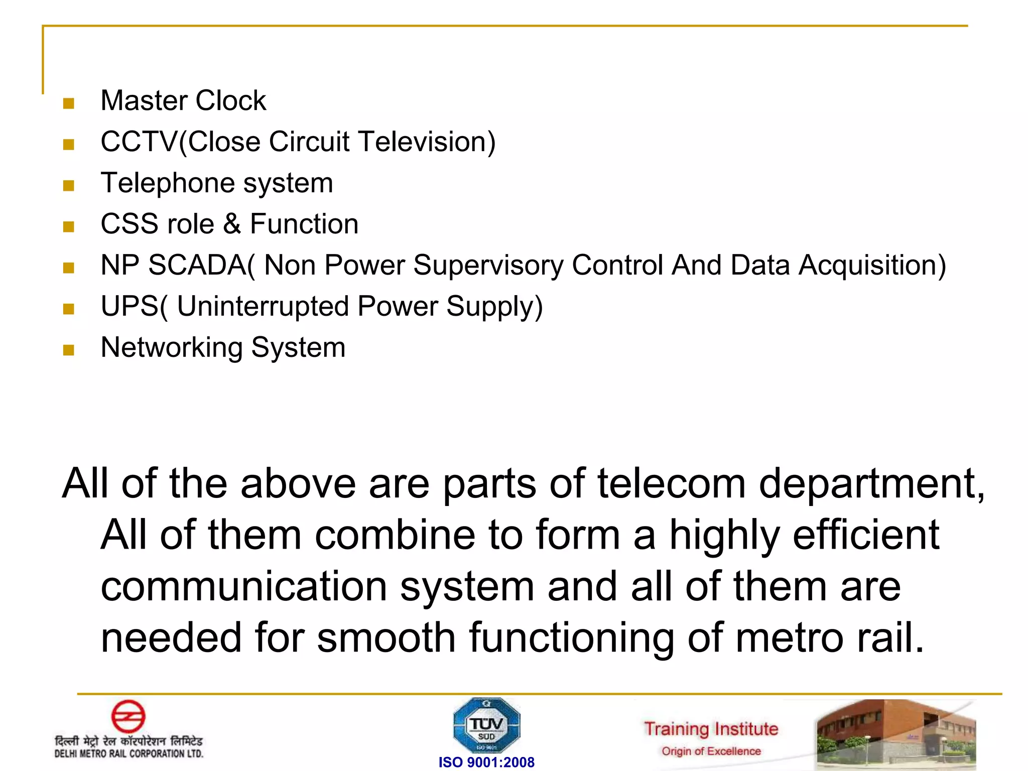 DMRC Telecom Internship | PPTX