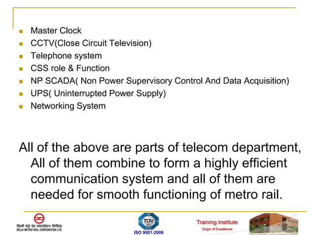 DMRC Telecom Internship | PPTX | Telecommunications Industry | Industries