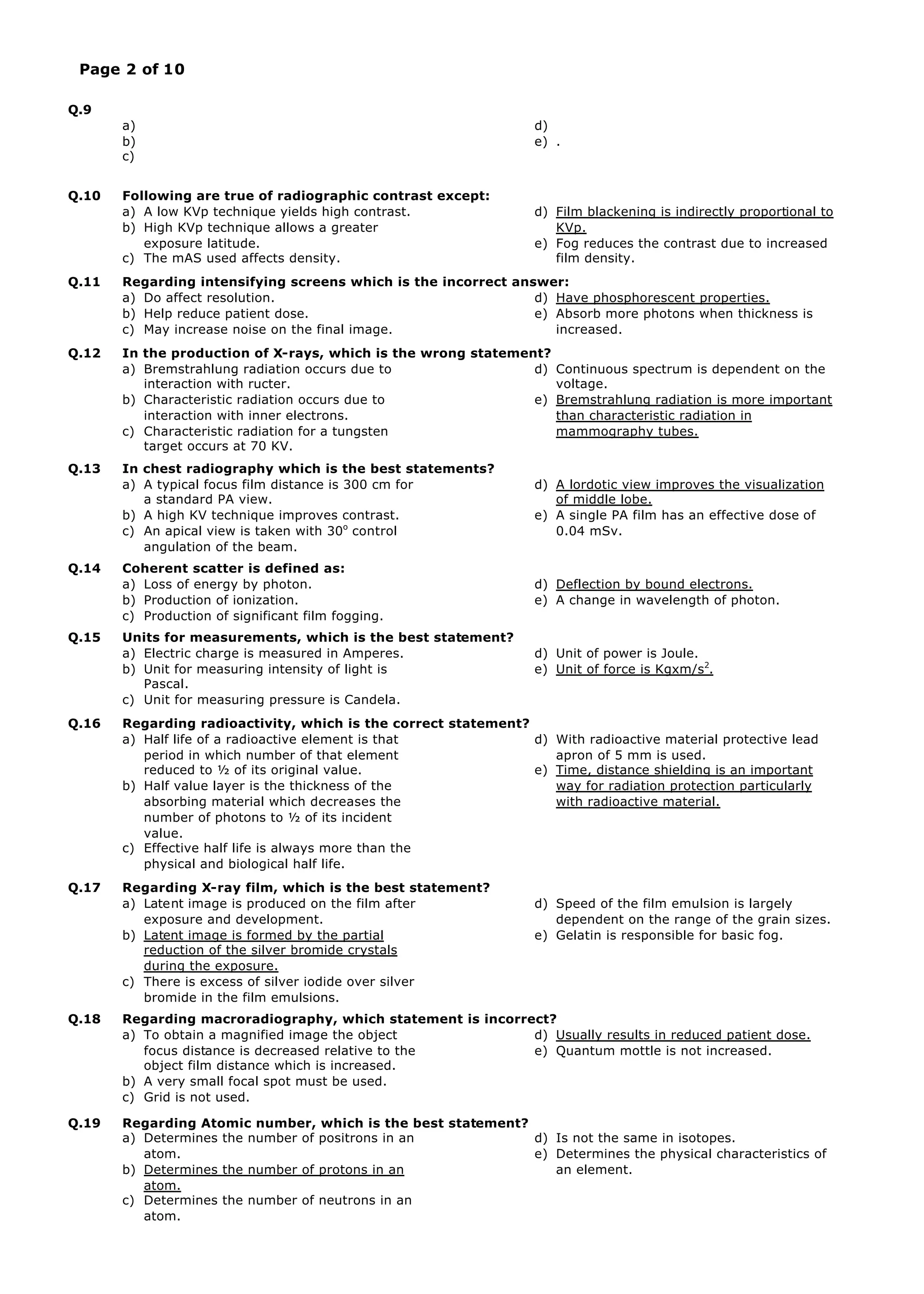 radiography mcq | PDF