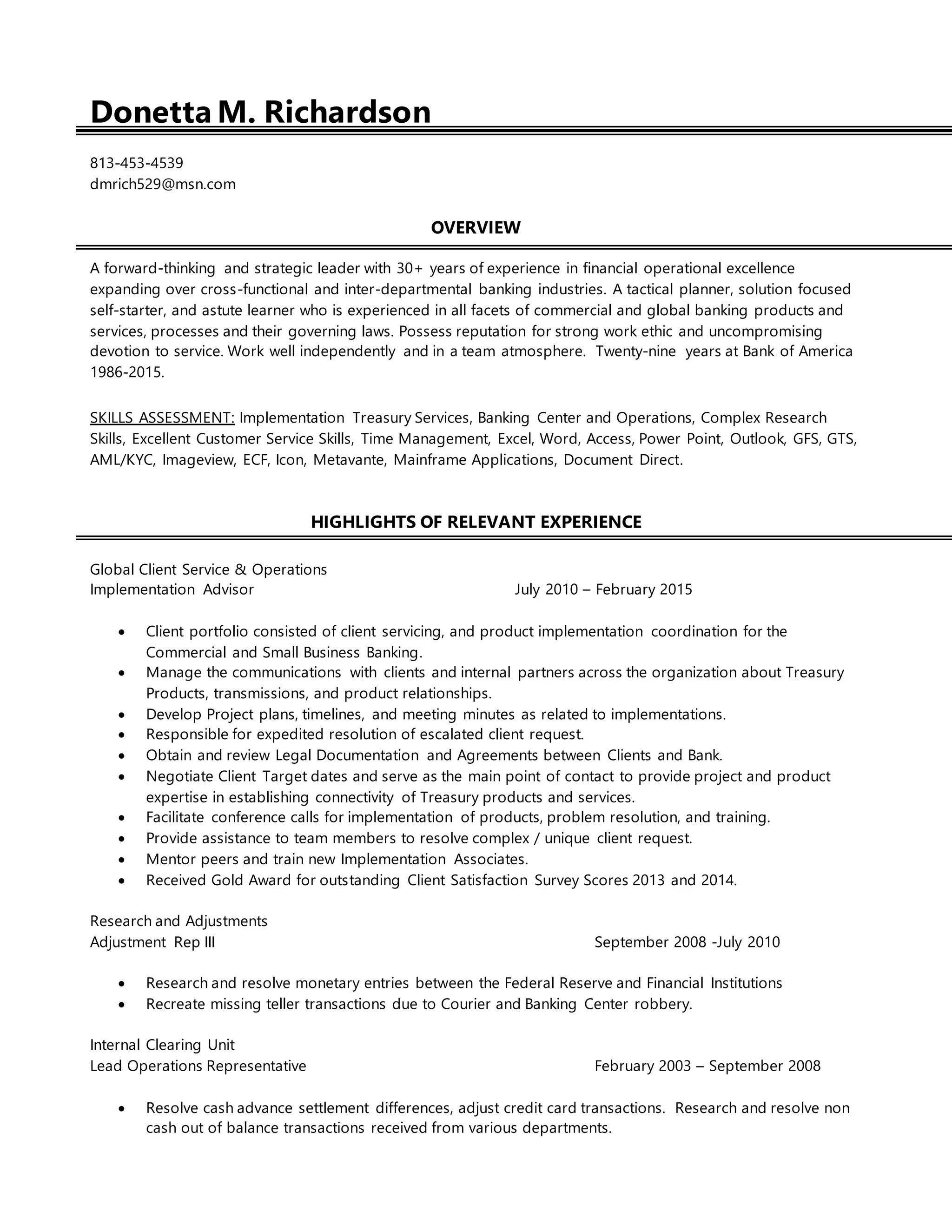 dmr resume 2016 | DOCX | Business Banking & Finance | Business