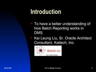 Dms Batch Reporting | PPT