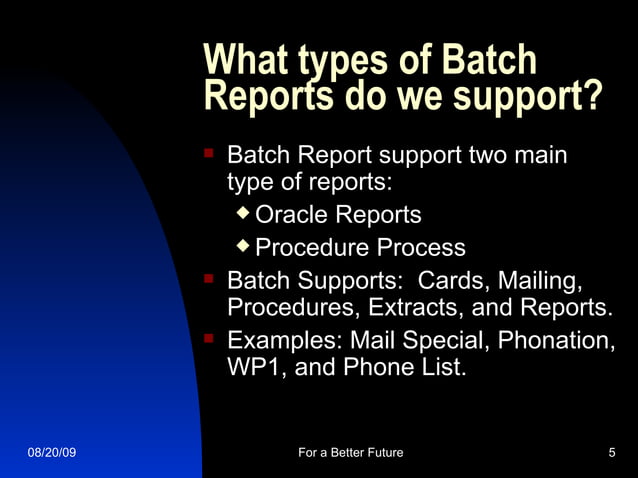 Dms Batch Reporting | PPT