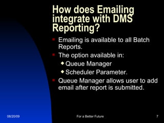 Dms Emailing Reports | PPT