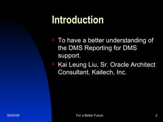 Dms Reporting Overview | PPT