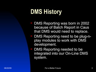 Dms Reporting Overview | PPT