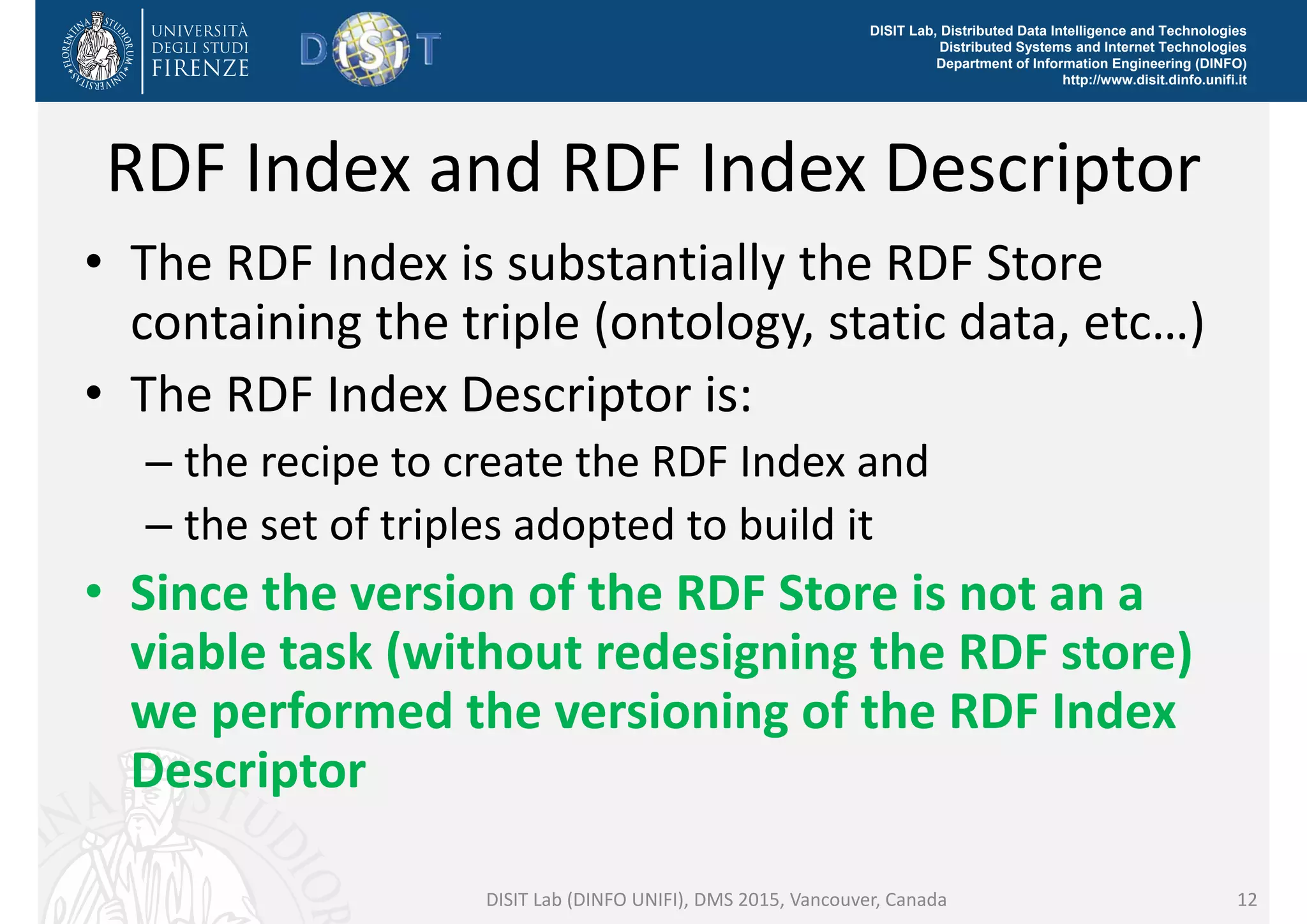 Graph Databases Lifecycle Methodology and Tool to Support Index/Store Versioning | PPT