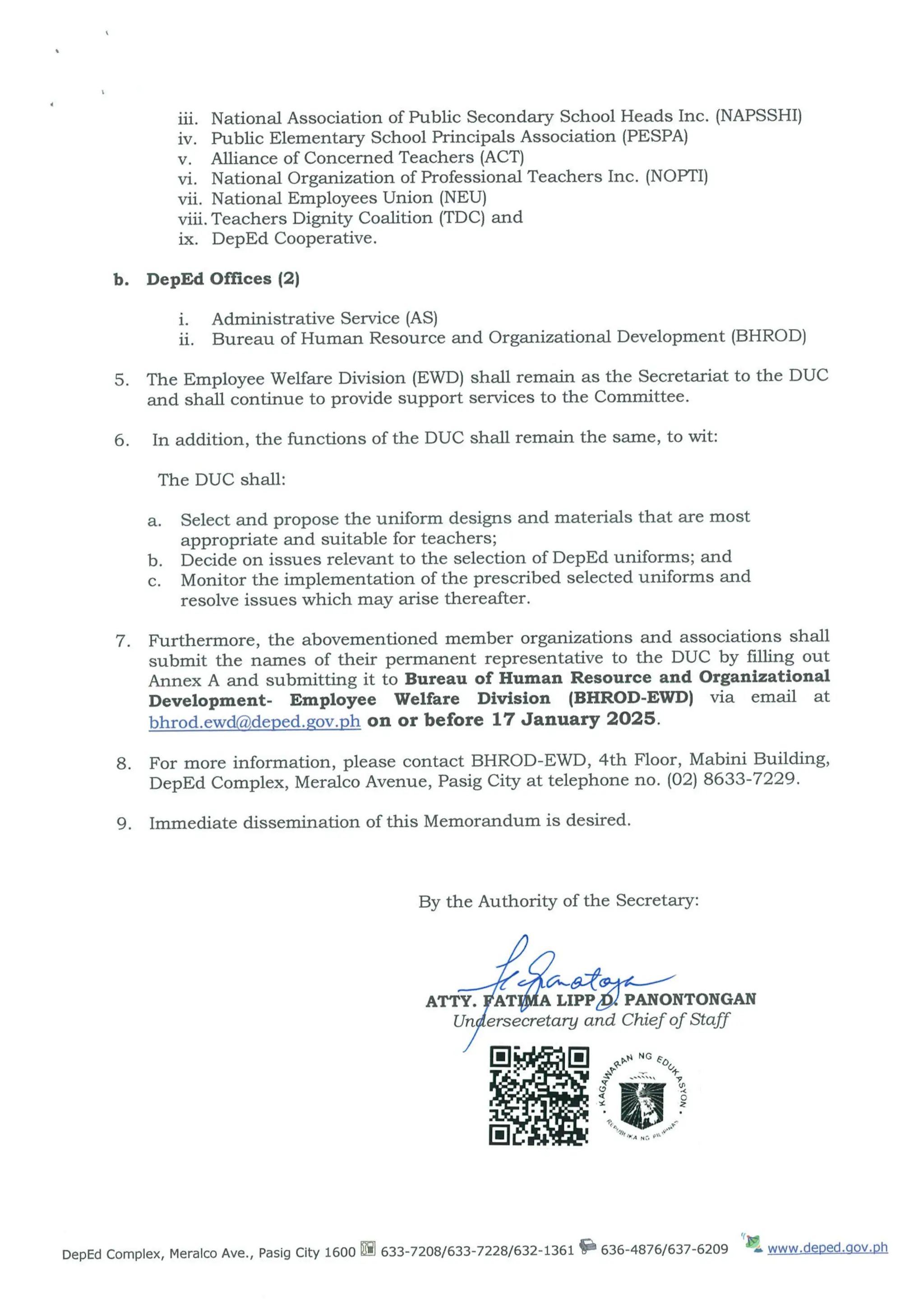 DM_s2025_004.pdf: Reconstitution (DUC) of the Department of Education Uniform Committee | PDF