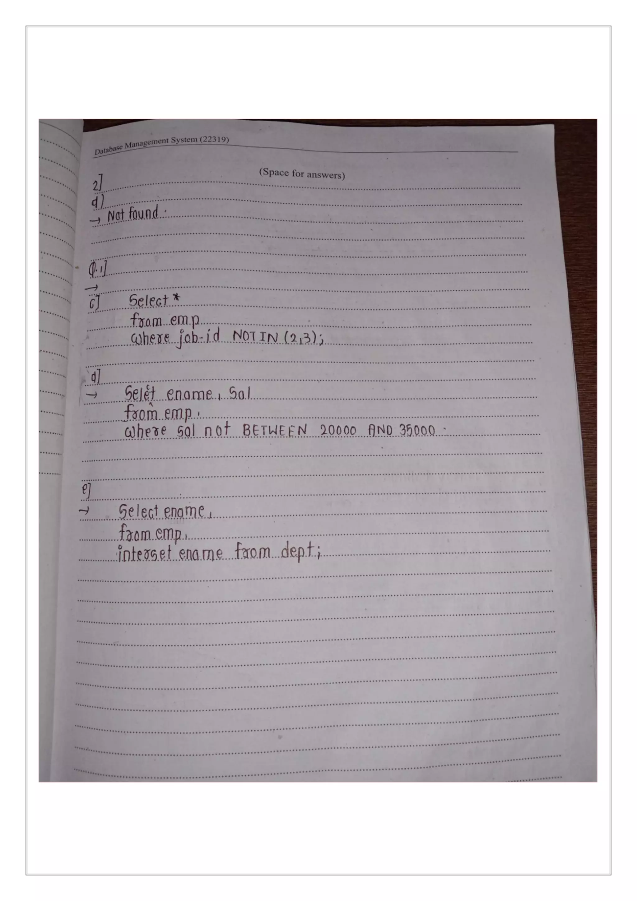 A LABORATORY MANUAL FOR DATABASE MANAGEMENT SYSTEM (DMS) 22319 | PDF