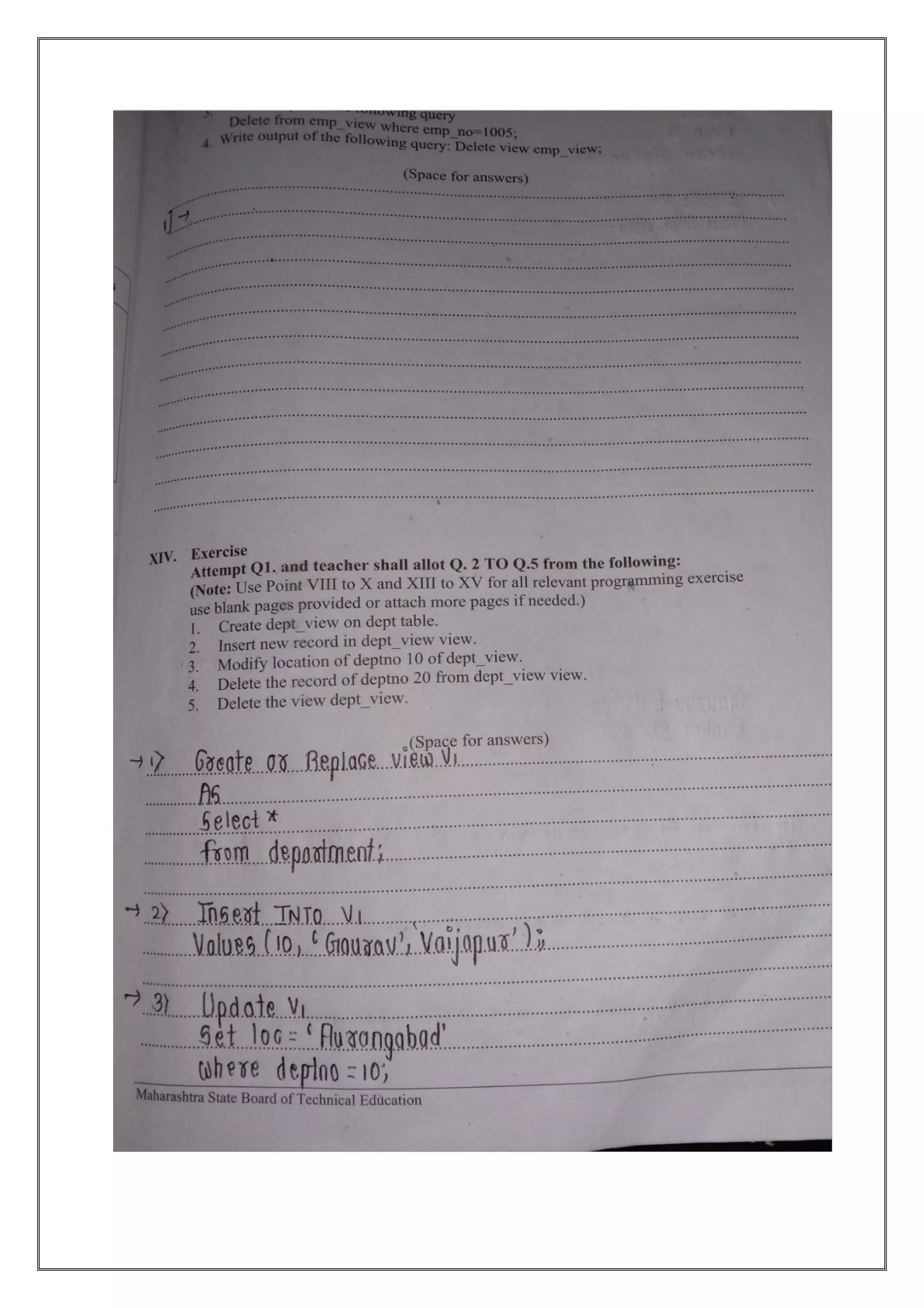 A LABORATORY MANUAL FOR DATABASE MANAGEMENT SYSTEM (DMS) 22319 | PDF