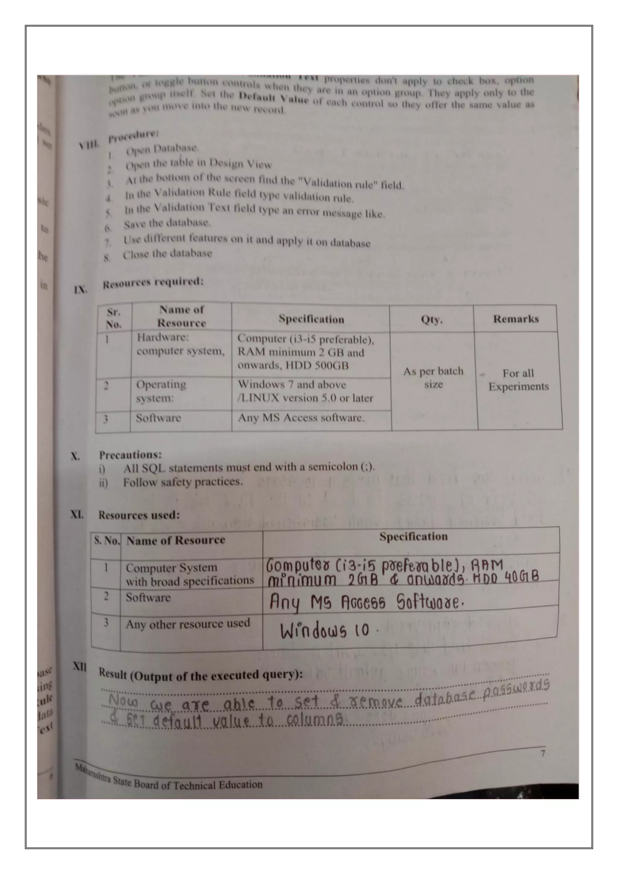 A LABORATORY MANUAL FOR DATABASE MANAGEMENT SYSTEM (DMS) 22319 | PDF