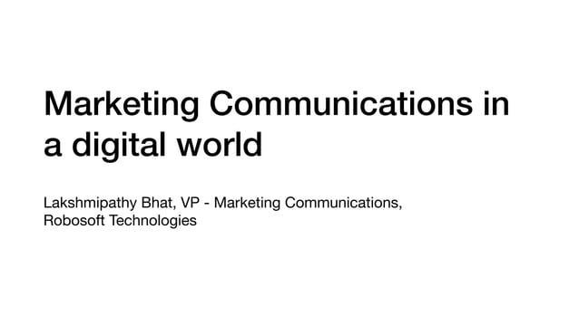 Marketing communications in a digital world | PPT