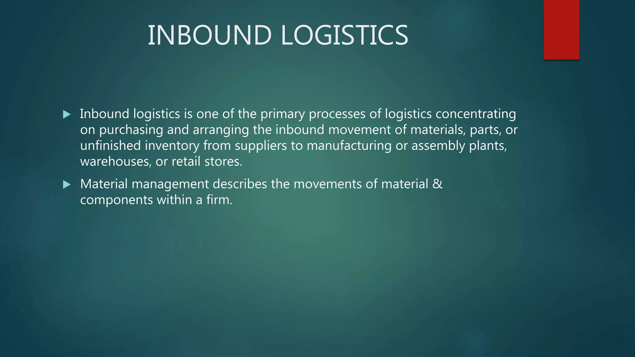 LOGISTICS IN DISTRIBUTION MANAGEMENT | PPTX
