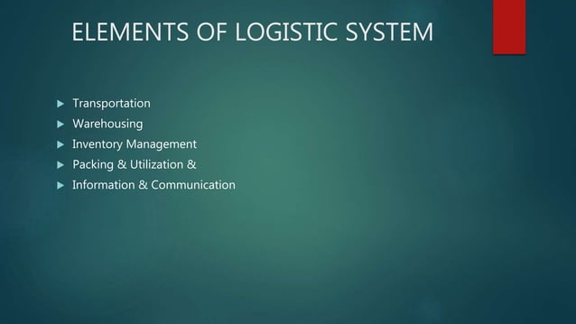 LOGISTICS IN DISTRIBUTION MANAGEMENT | PPTX