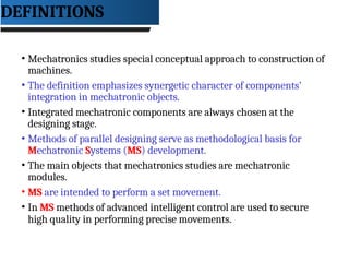 Introduction to design of mechatronic system | PPT