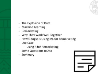 Machine Learning and Remarketing | PPT
