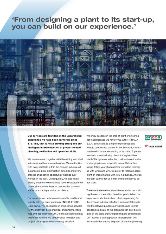 DMT Plant and Process Engineering Brochure | PDF