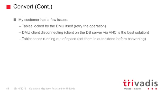 Database Migration Assistant for Unicode (DMU) | PPTX