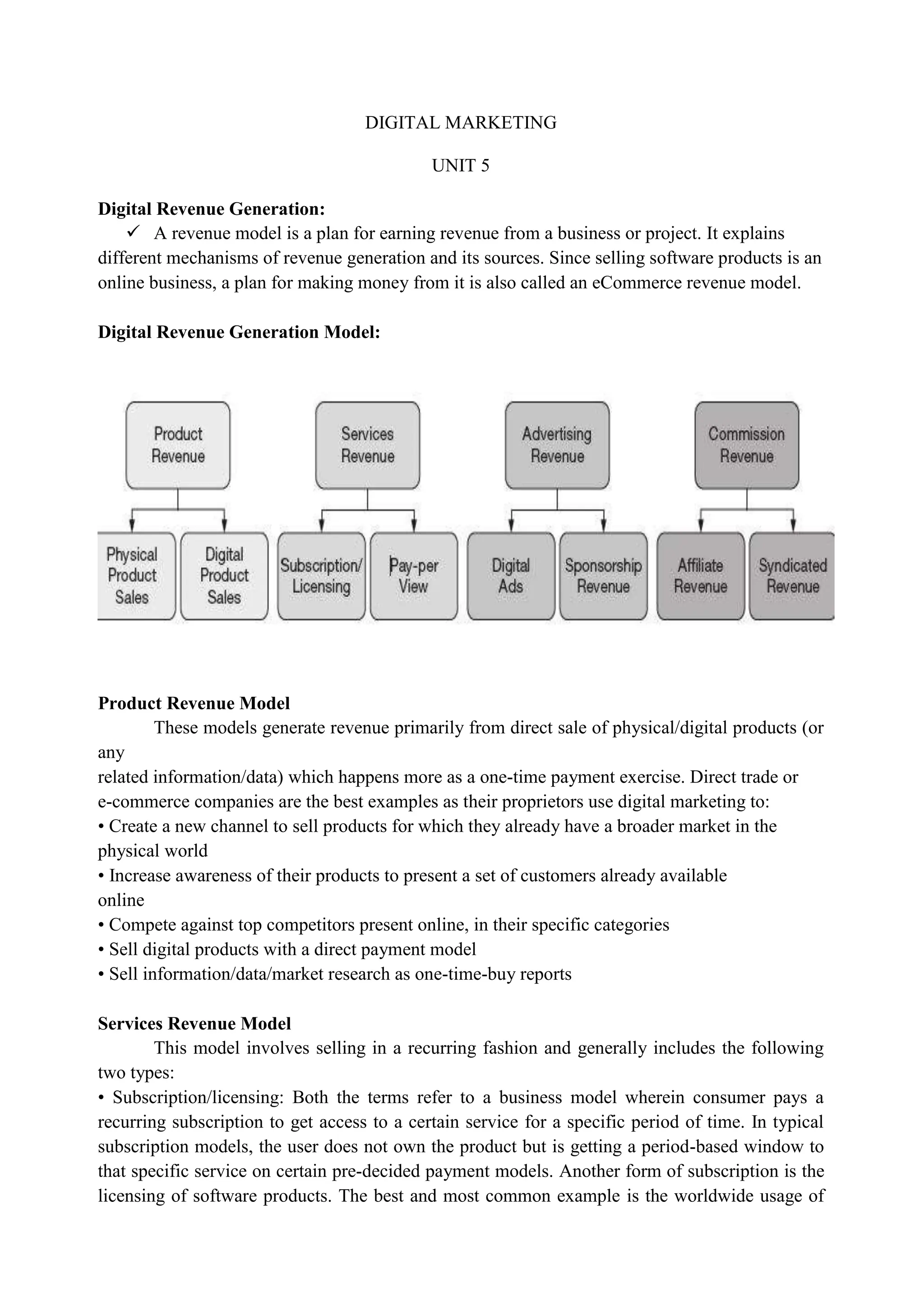 Digital Marketing Revenue Generation Model | DOC