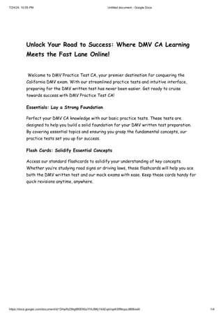 California DMV traffic exam preparation and test sample | PDF ...