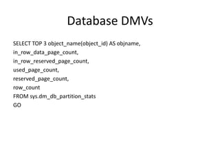Dmv's & Performance Monitor in SQL Server | PPT