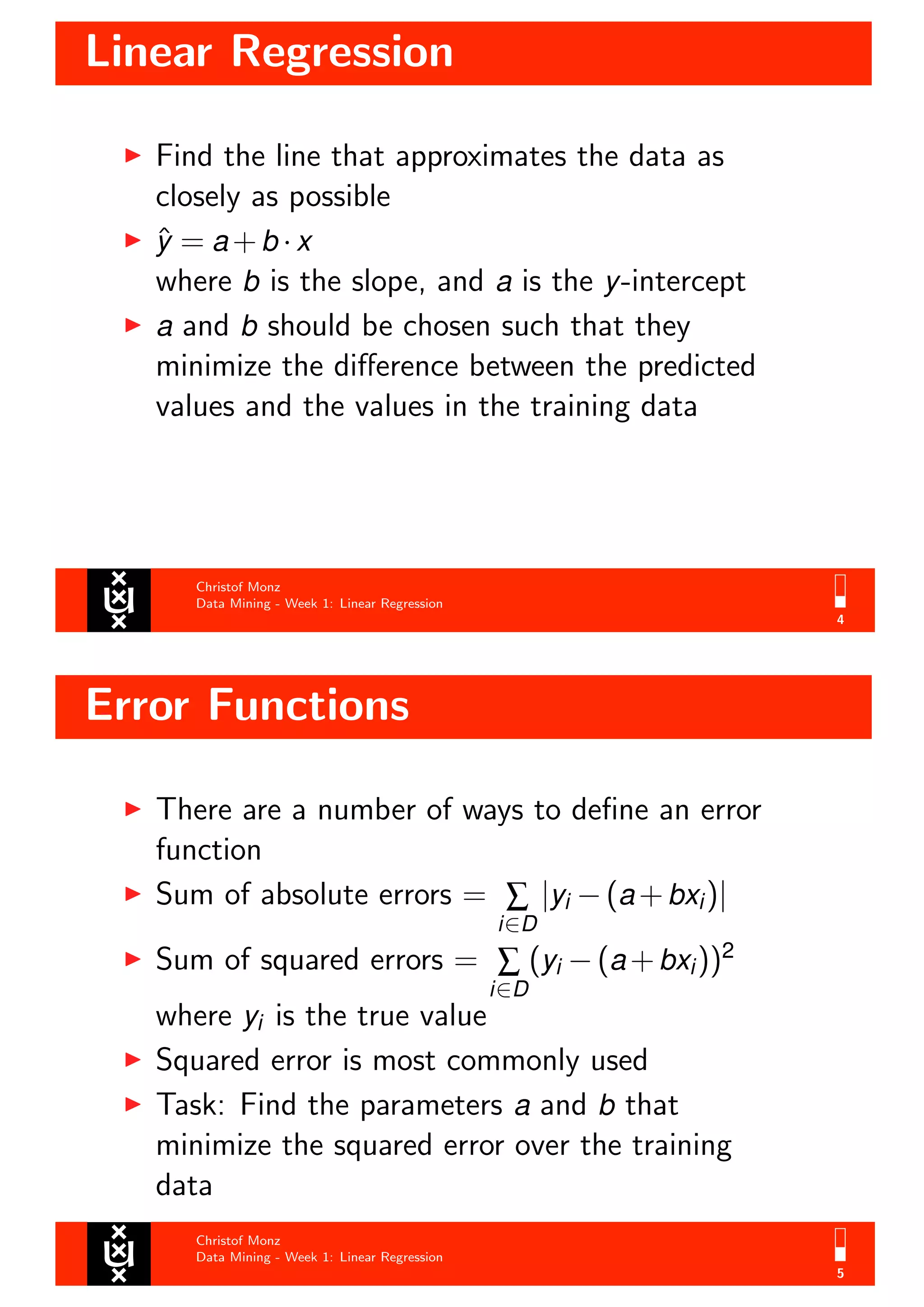 Dm week01 linreg.handout | PDF
