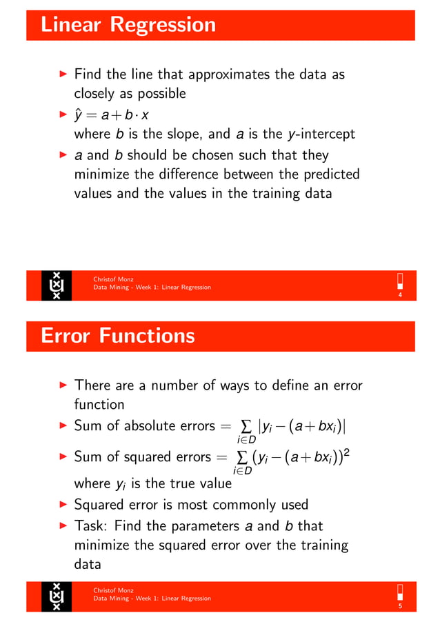 Dm week01 linreg.handout | PDF