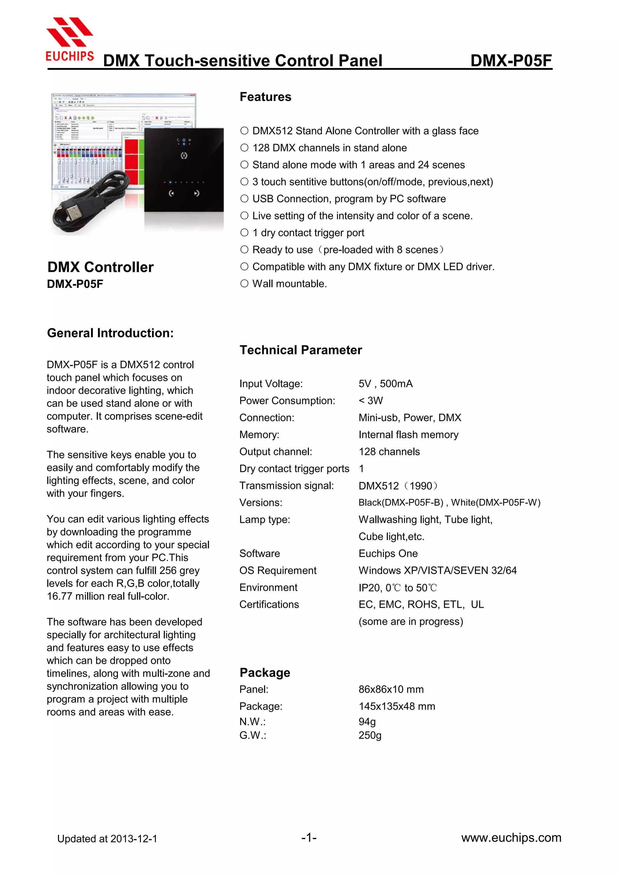 touch panel DMX controller DMX-P05F | PDF