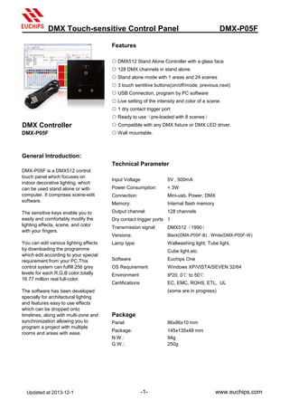 touch panel DMX controller DMX-P05F | PDF