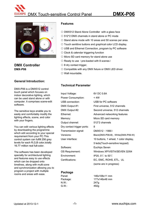 dmx touch panel controller | PDF
