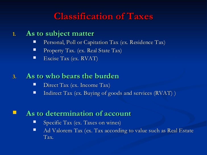 Concepts of Taxation