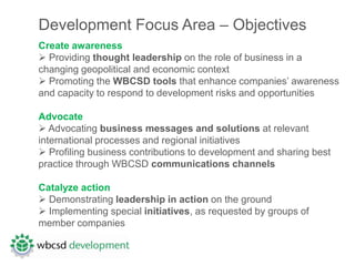 WBCSD Development Focus Area - Overview as of August 2012 | PPTX
