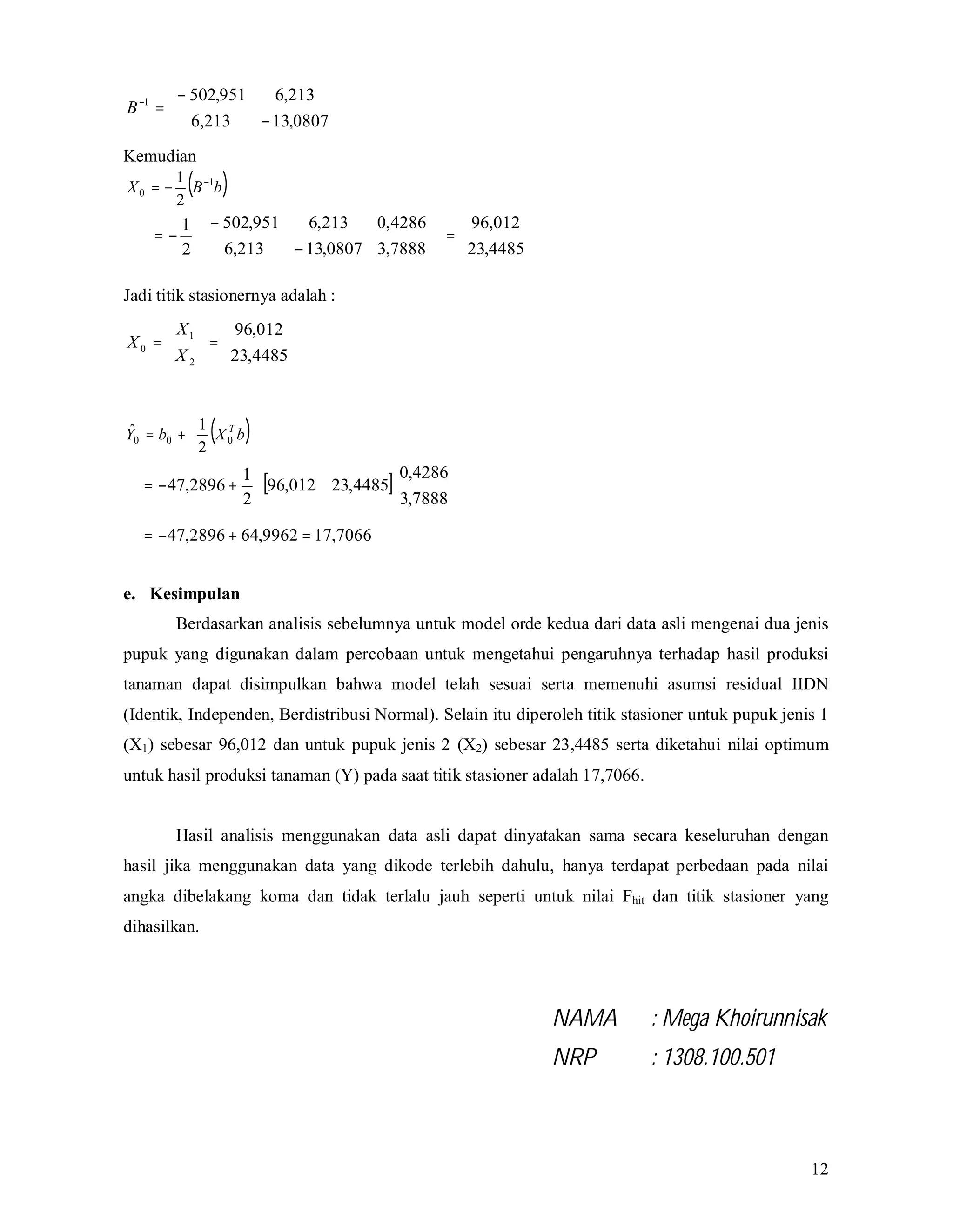 Metode Respon Surface | PDF